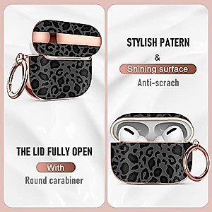 Maxjoy Airpods Pro 2 Case 2022,Cute Cover,Protective Shockproof Cover with Keychain, for Girls and Women and Men（Leopard Print on Black）
