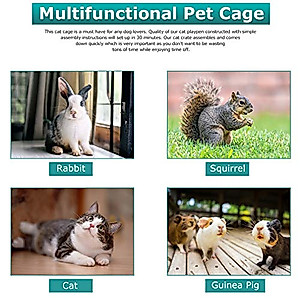 Cat Cage Playpen Kennel Crate 52.3 Inchs Height Cat House Cat Litter Box and Storage Case in One Pet Enclosure with 2 Front Doors 2 Ramp Ladders 2 Resting Platforms Beds Tray Hammock Cage for Cats
