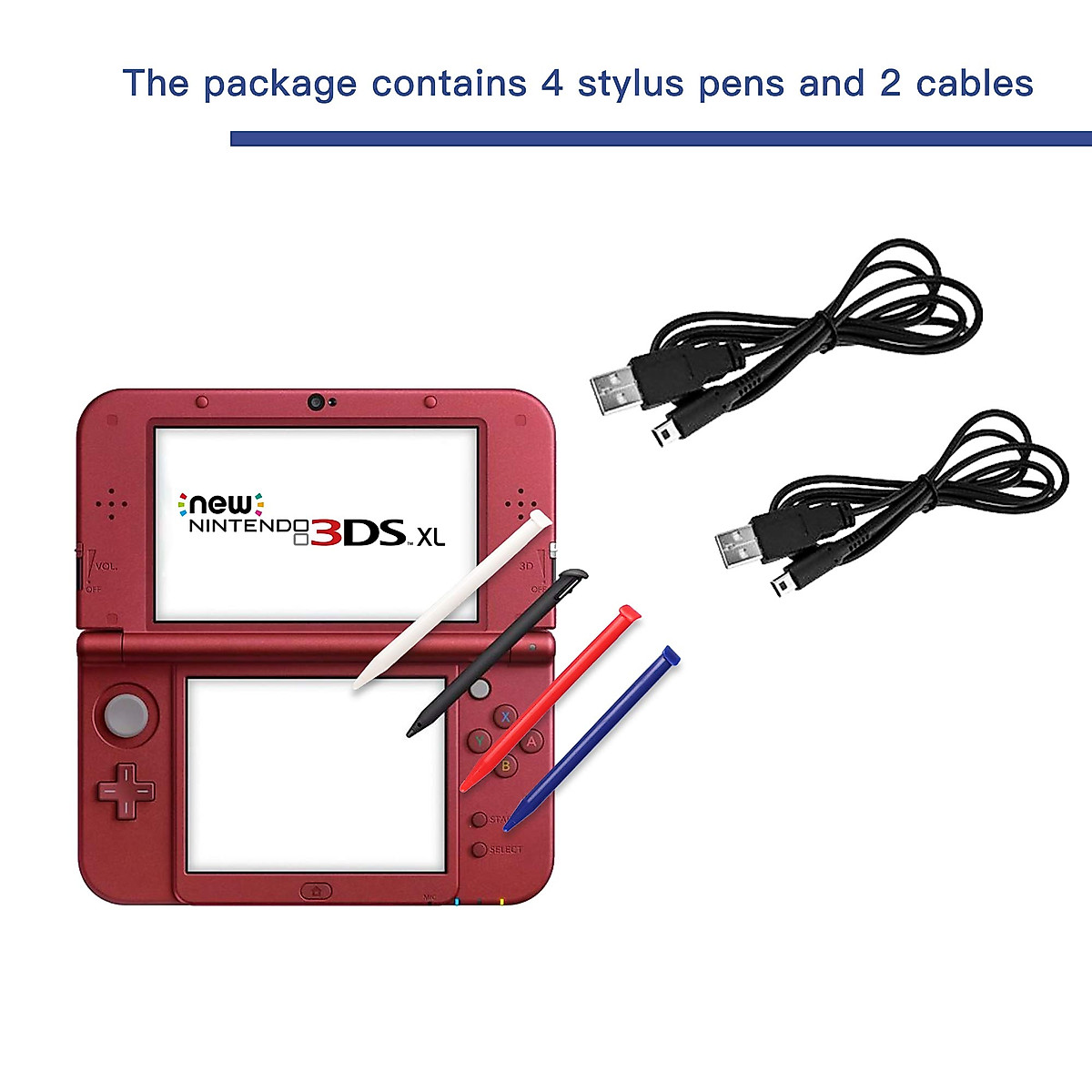 New 3DS XL USB Charger Cable Kit, AC Power Adapter Charger Cable and Stylus Pen for Nintendo New 3DS XL, Wall Travel Charger Power Cord Charging Cable