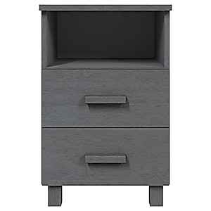 Nightstand 2 pcs with 2 Drawers | Modern End Table Set of 2 for Small Spaces | Wood Side Table for Bedroom | Wooden Bedside Cabinet | Dark Gray Solid Pinewood and MDF 15.7" x 13.8" x 24.4"