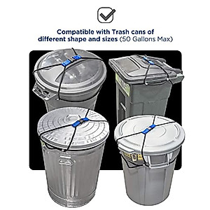 (2 Pack) Encased Trash Can Lock, Bungee Cord Heavy Duty Large Outdoor Garbage Lid Lock (Trash Can NOT Included)