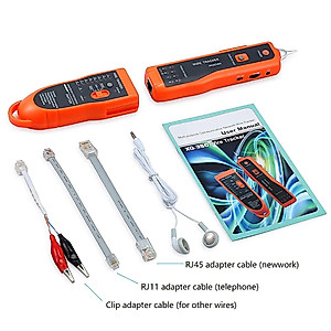 BOOGIIO Wire Tester RJ45 RJ11 Cable Tracker Line Finder Multifunction Wire Tracker Ethernet LAN Network Cat5 Cat6 with Earphone for Cable Collation, Network Maintenance Collation, Telephone Line Test