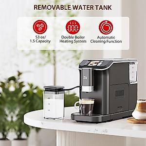 GarveeTech Fully Automatic Espresso Machine, Coffee Espresso Machine with Automatic Milk Frother for Latte, Cappuccino, Built-in Grinder, One-Touch Single/Double Shot for Espresso, 7 Coffee Varieties
