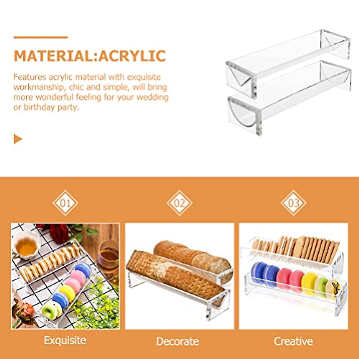 iplusmile Serving Trays Clear Tray for Serving, 2 Pack Biscuit Holder for Serving Trays, Food Display Dish Stand, Acrylic Serving Tray for Party Charcuterie Board Platter (Square) Table Tray