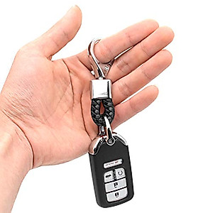 MECHCOS Car Key Fob Keychains Leather Keys Chain Holder with D-Ring for Men and Women with Screwdriver and Key Rings, 1 Pack Black