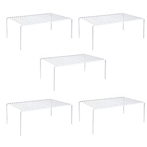 ARCCI Kitchen Cabinet Shelf Organizer Rack Set of 5, Large (15.7 x 9.4 inch) Metal Wire Storage Shelves Rack, Dish Plate Organizer Rack for Cabinets, Pantry, Cupboard Organization Shelf Risers