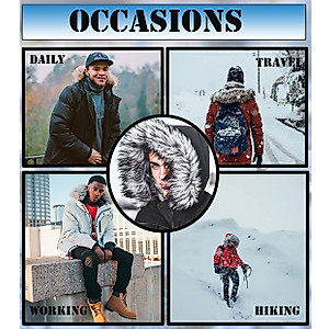 GGleaf Men's Winter Parka Jacket Hooded Thickened Padded Heavyweight Warm Coat with Detachable Fur Hood Navy XL