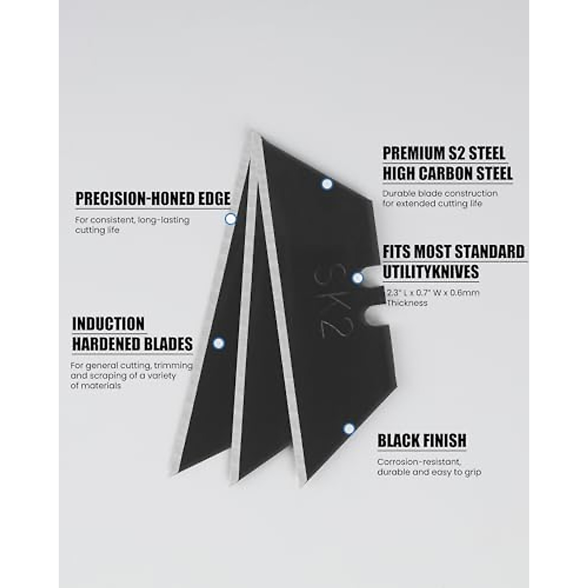 Lichamp Heavy Duty Utility Knife, 4 Pack Razor Box Cutter Knives Retractable and Folding Set with 16pcs SK2 Blades, E4N02S