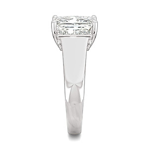 Charles & Colvard Created Moissanite 8.5mm Princess Cut Fashion Ring for Women | 3.72 cttw DEW | Lab Grown | Solid 14K White Gold with Rhodium | Size 7