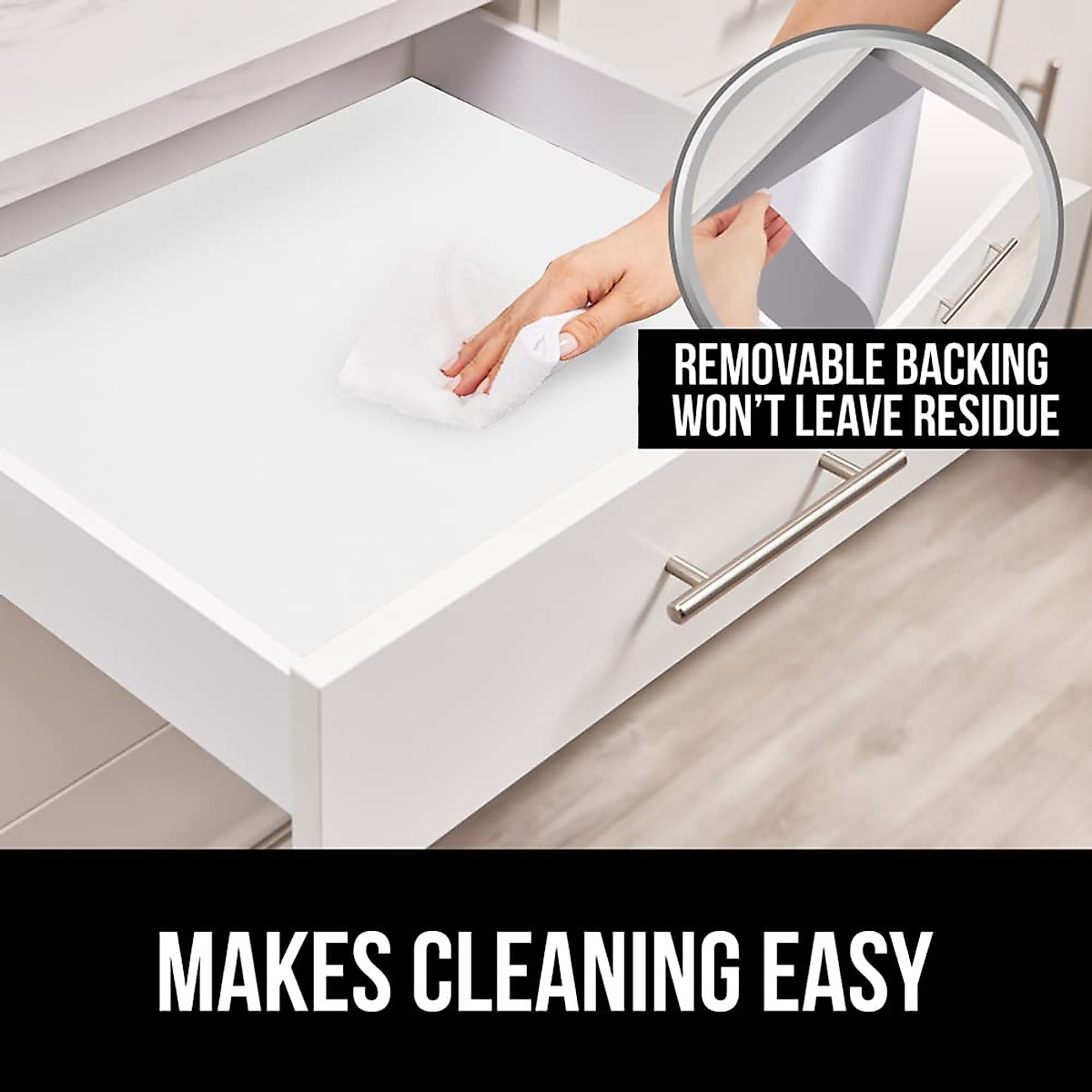 Gorilla Grip Peel and Stick Paper for Book Covers, Countertops, Drawers, Kitchen Cabinets, Shelves, and Crafts, Protective Easy Install Removable Vinyl Adhesive Liners, 11.8 INx20 FT Roll Bright White