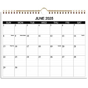 Calendar 2025-2026 - Wall Calendar 2025-26 Runs from June 2025 to December 2026, 19 Months Calendar with Thick Paper for Planning at Home or Office, 8.5 x 11 Inch, Black