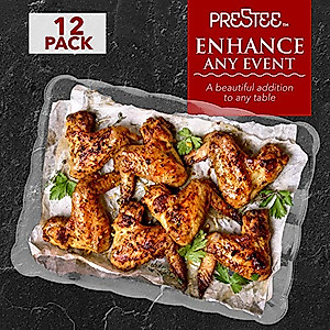 Prestee 12 Plastic Serving Trays 9x13 Inches Rectangular Disposable Serving Trays and Platters for Parties, Clear Plastic Tray for Food, Trays for Serving Food, Party Platters and Trays (12-Pack)