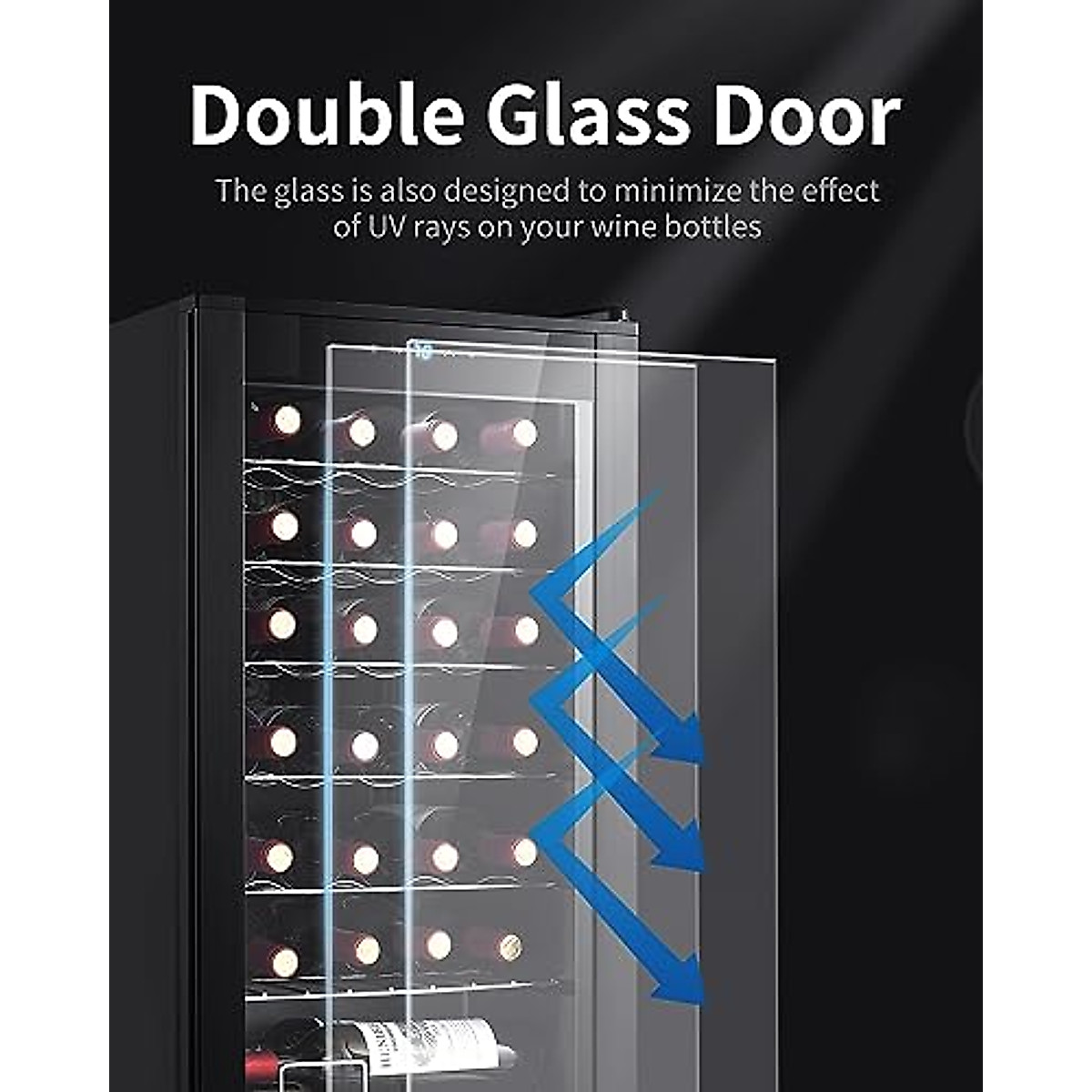 BODEGACOOLER 28 Bottle Compressor Wine Cooler Refrigerator, Mini Fridge with 41-64.4°F Digital Temperature Control Glass Door,Small Freestanding Wine Refrigerator for Red, White and Champagne