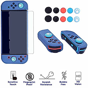 Dockable Case for Nintendo Switch - COMCOOL 3 in 1 Protective Cover Case for Nintendo Switch and Joy-Con Controller with Screen Protector and Thumb Grips - Pacific Blue