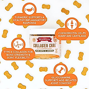 The Missing Link Collagen Care Soft Chew Nutritional Treats for Dogs - Collagen, Glucosamine, Chondroitin & Turmeric - Mobility & Anti-Inflammatory Support - Hip & Joint 60 Count