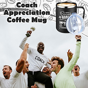 Sumind 4 Pcs Coach Gifts Coffee Mug with Lid and Handle 17 oz Stainless Steel Mug Double Wall Vacuum Travel Mug Coaches Appreciation Gift for Soccer Volleyball Basketball Football (Classic Style)