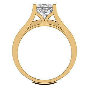 2.28 ct Princess Cut Clear Simulated Diamond 14k Yellow Gold Solitaire W/Accents Wedding Engagement Promise Ring size 5
