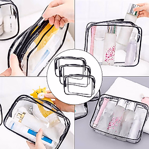 Cosywell Clear Toiletry Bag Quart Size Bag Travel Makeup Cosmetic Bag PVC Toiletries Cosmetic Pouch for Women Men 3PCS (S)
