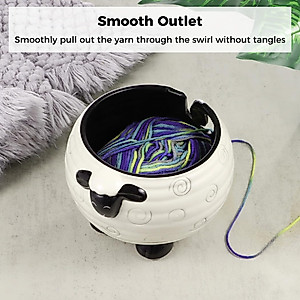 Yarn Bowl for Crochet, Ceramic Sheep Yarn Bowl with Smooth Spiral Outlet for Tangle-Free Knitting, Lovely Sheep Crochet Yarn Holder for Needlecraft & Decoration
