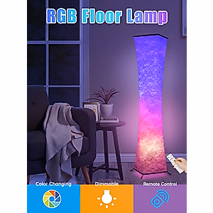 UVII RGB Floor Lamp with Remote, 62" Color Changing LED Lamp Remote Control, Dimmable Standing Lamp for Living Room, Bedroom, Gaming Room, Modern Soft Light