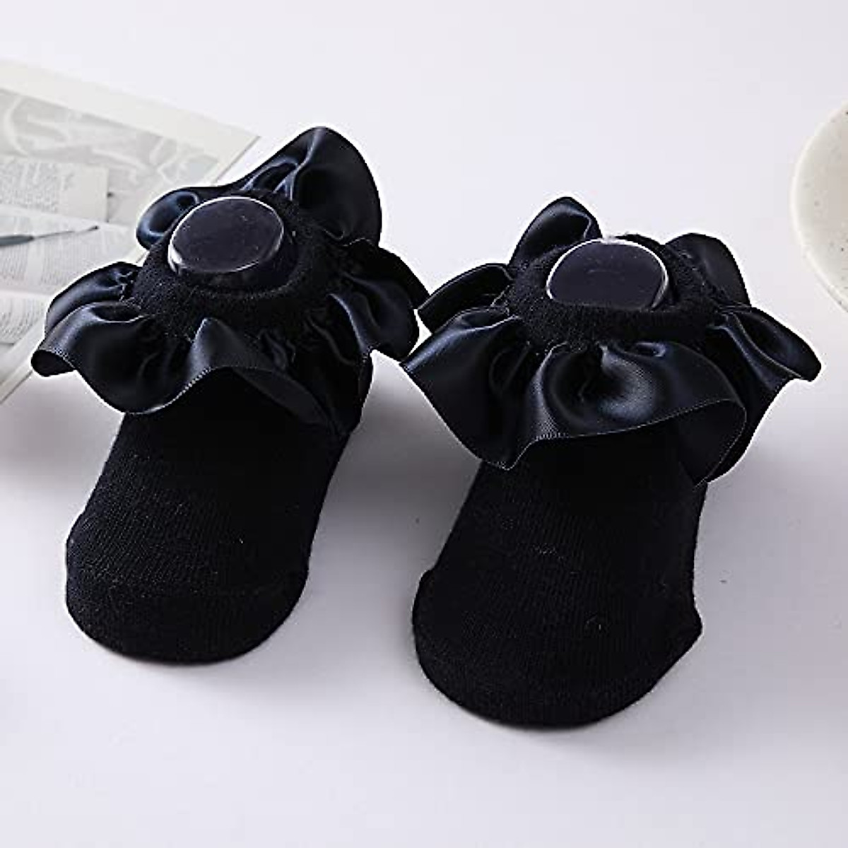 Yenzat Baby Girls Ruffle Grip Socks Newborn Infant Anti Slip Non Skid 0-6 Months 6 Pairs