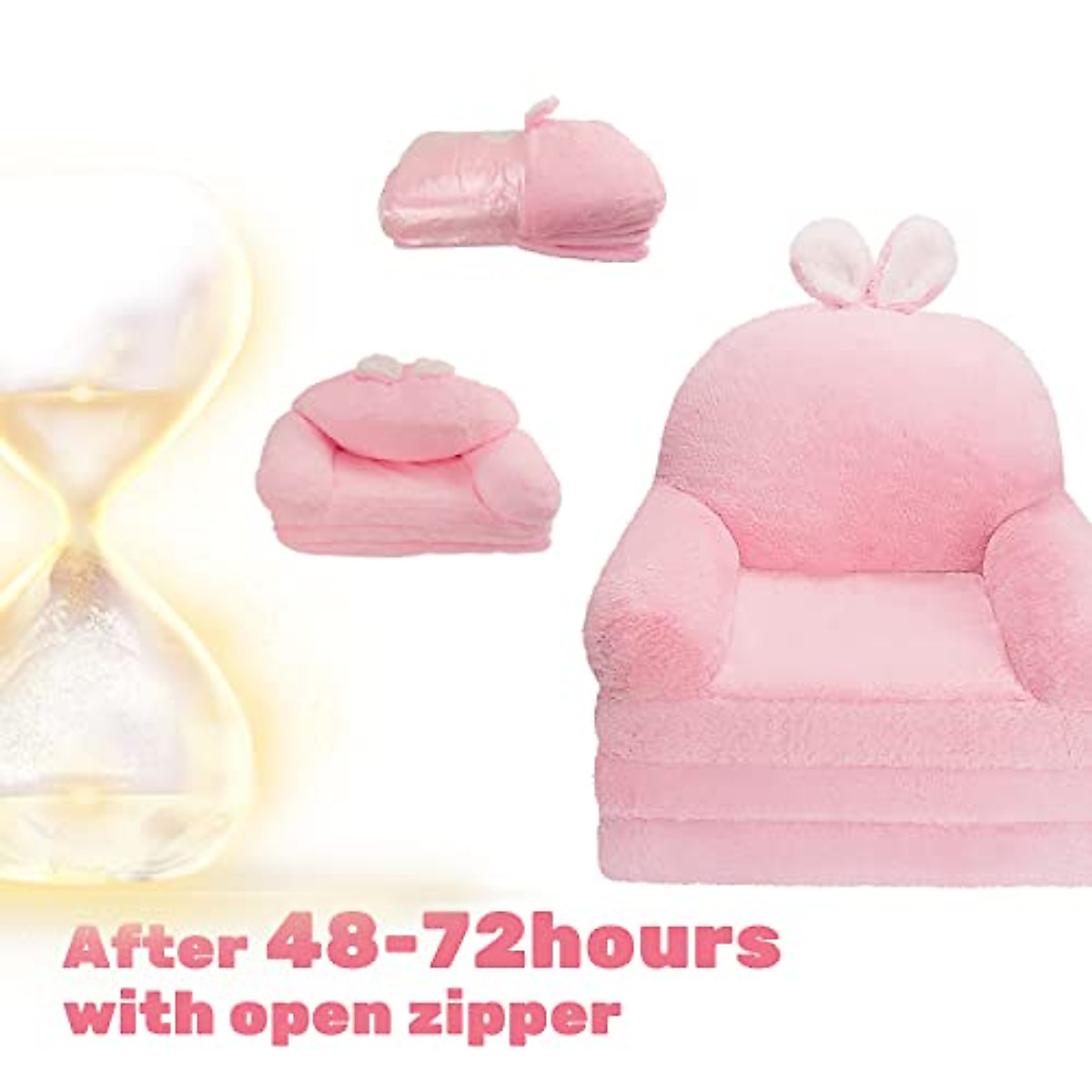 MONKISS Kids Couch Fold Out Soft Toddler Chairs ，Toddler Armrest Chair Bed for Play ，Gift for 0-3 Years