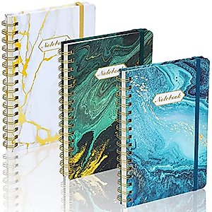 EOOUT 3 Pack A5 Spiral Notebook, Journals for Women, Ruled Notebook, 6"x 8.5", 160 Pages, Marble Pattern, Back Pocket, 100gsm Paper, for Office, School Supplies