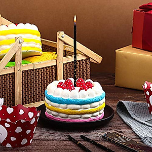 Threlaco 24 Pieces Birthday Candles Long Thin Cake Candle Cupcake Candles for Birthday Wedding Anniversary Graduation Retirement Party Decoration (Black Gold)