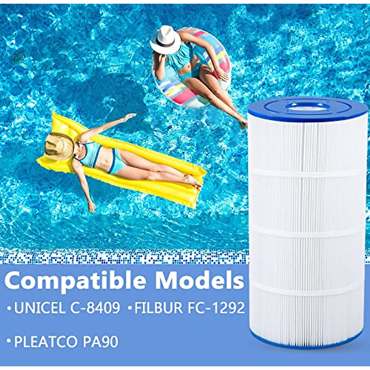 PELLUCID Pool Filter Compatible with Hayward CX900RE, C900, Pleatco PA90, Unicel C-8409, Filbur FC-1292, Sta-Rite PXC95, Easy to Clean and Reuse, Advanced Filtration System for Longer Life