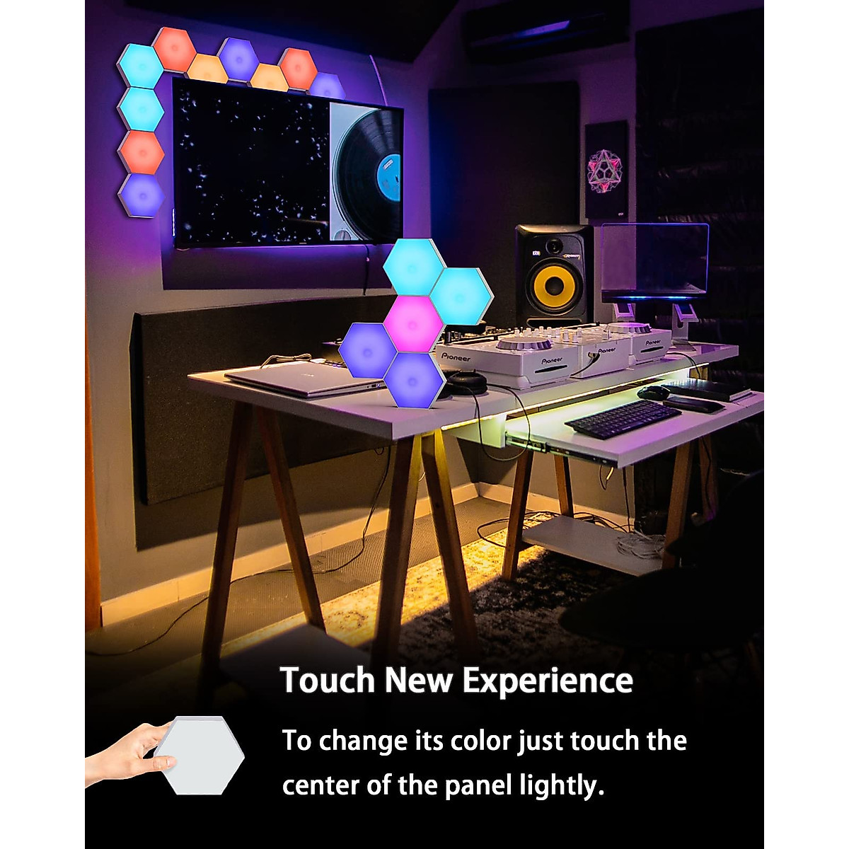 Hexagon Led Lights, Smart DIY Hexagon Wall Lights with Remote, Dual Control Hexagonal LED Light Wall Panels with USB-Power, Geometry Hex Lights Touch Used in Game Room Decor, Party