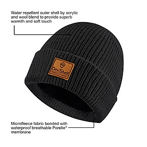 DexShell Waterproof Watch Beanie Wool Blend Outer Membrane Lined Fleece Liner for Men and Women, Black, One Size (56-58cm)
