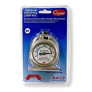 Cooper-Atkins 25HP-01C-2 Bi-Metal Refrigerator/Freezer Thermometer with HACCP Guideline, NSF Certified, -29/27°C Temperature Range (Pack of 2)
