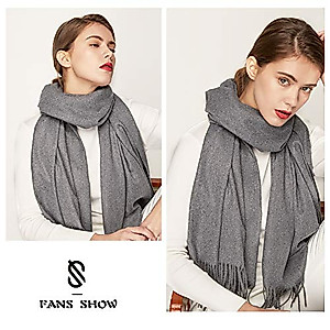 SOJOS Grey Women Scarf Large Soft Cashmere Feel Pashmina Shawls Wraps Winter Scarf SC304 Light Grey