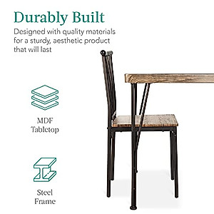Best Choice Products 5-Piece Metal and Wood Indoor Modern Rectangular Dining Table Furniture Set for Kitchen, Dining Room, Dinette, Breakfast Nook w/ 4 Chairs - Drift Brown