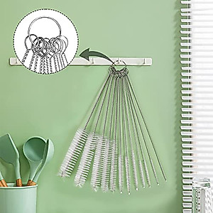 Ixiaoyoo Straw Cleaner Brushes Sets, 12 Pieces 8.2 Inch Botthle Cleaning Brush and Nylon Tube Brush Brush Kit for Sippy Cup, Tumbler, Water Bottle, Drinking Straw (White)