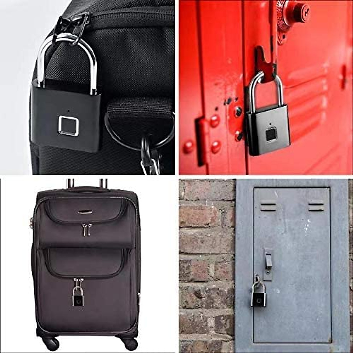 LANDYE Fingerprint Padlock, Smart Padlock, Waterproof Small Portable Padlock, Locker Lock, USB Rechargeable Smart Lock, Suitable for Lockers, Luggage, Gym, Backpacks, Bicycles (Black)