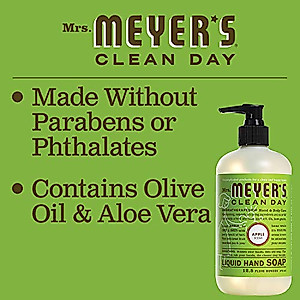 MRS. MEYER'S CLEAN DAY Hand Soap, Made with Essential Oils, Biodegradable Formula, Apple, 12.5 fl. oz - Pack of 3