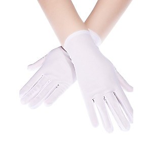 Sumind 3 Pairs Wrist Length Gloves Women Short Satin Gloves Opera Short Gloves for 1920s Wedding Party (Black 2, White 2, Red 2)