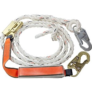 Malta Dynamics 25’ Vertical Lifeline Assembly, 3 Strand Fall Rope, with Shock Absorber, Positioning Device and 18” Extension Lanyard, Fall Protection for Roof Safety - OSHA/ANSI Compliant