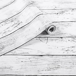 Arthome 17''x120'' White Wood Contact Paper,Peel and Stick Vinyl Wallpaper, Wood Self-Adhesive and Removable Decorative White Wood Contact Paper for Cabinets Easy to Clean Stick on Wallcovering