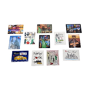 12 Set NYC (New York City) Large Photo Souvenir Fridge Magnets with Classic & Artistic Designs 2.5 x 3.5 inch – Pack of 12