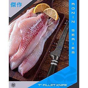 KESSAKU Fillet Knife - 7 inch - Ronin Series - Flexible - Razor Sharp - Forged 7Cr17MoV High Carbon Stainless Steel - Boning, Trimming, Skinning - Wood Handle with Blade Guard