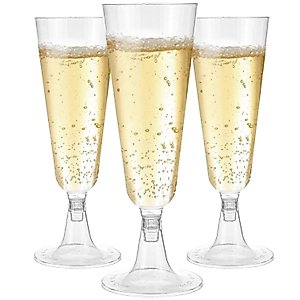 Hedume 100 Pack Champagne Flutes, 5oz Disposable Clear Plastic Champagne Glasses, Toasting Flute Set for Mimosas, Bloody Mary's, Wine Glasses, Sodas, Cocktail Cups, Parfaits, Sundaes etc