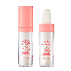 GL-Turelifes Polvo De Hadas Hightlighter Powder Stick Puff Fairy Bomb Stick Glitter Loose Powder Highlight Contouring Powder Shimming Powder for Eyes, Face, Body Brighten Makeup (#01 White)