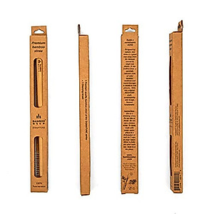 Pack of 3 Bamboo Straw Individual kit - SIGNATURE Line by Bamboo Step: 3x "1 Luxury quality straw and a cleaning brush is kraft paper box” (Smoothie Diameter Size)