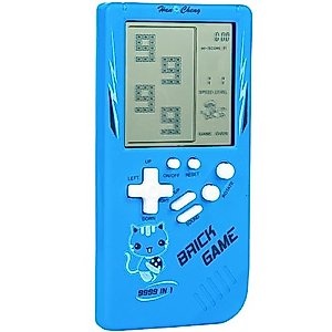 Nbguigdstr Brick Game Console,Retro Handheld Game Console,3.5-inch Large Screen Tank/Racing/Building Block Game,Built-in 23 Games(Blue)