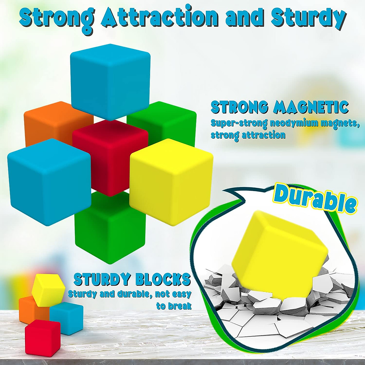 Dolanus Magnetic Blocks for Toddler Toys - 40 Pieces, Max Magnets Strong Magnetic Building Tiles for Kids, STEM Sensory Cube for Preschool, Gift for Boys Girls Age 3 4 5 6 7 Year Old, 1.0 Inch