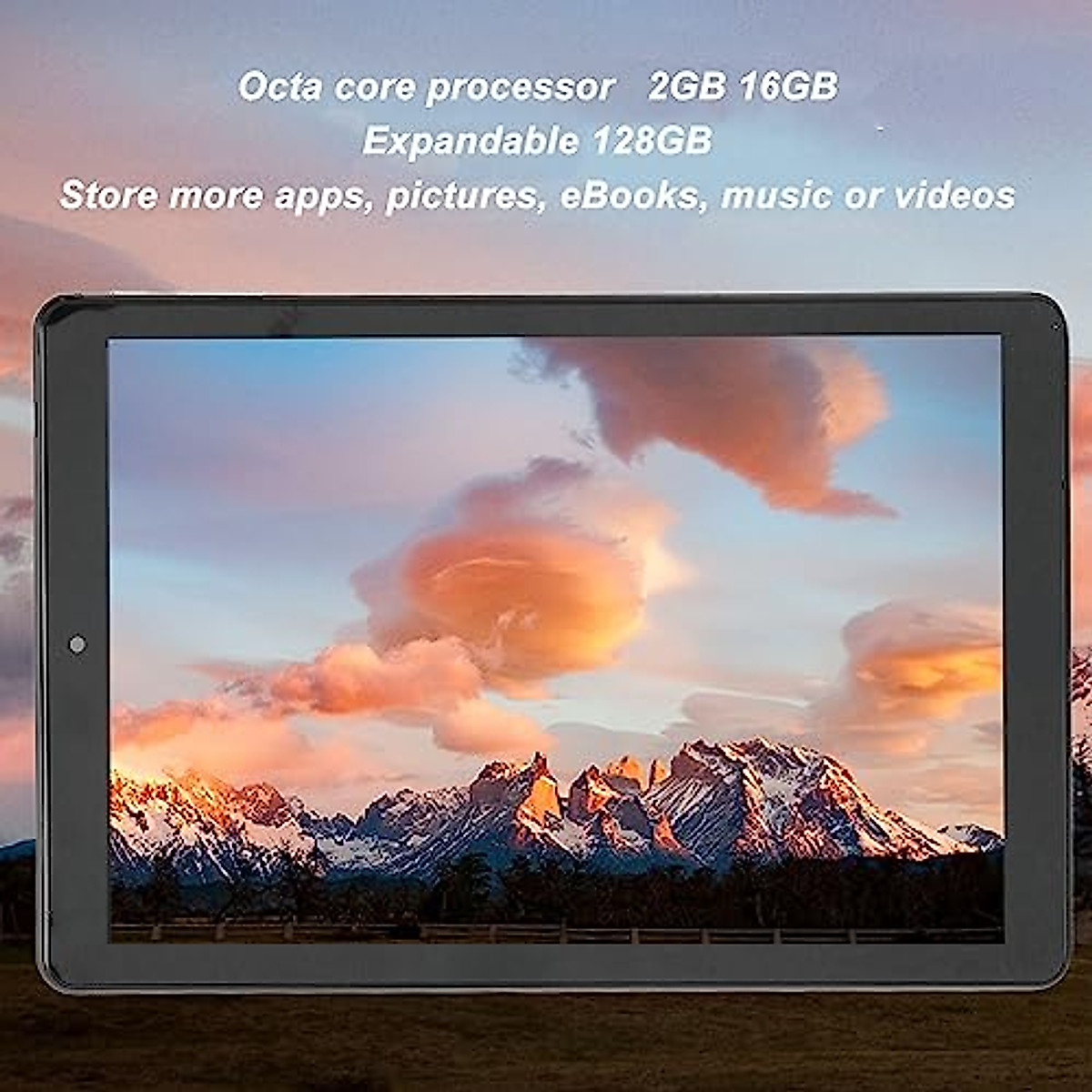 Jopwkuin Tablet PC, 1920x1200 Resolution US Plug 110-240V HD Tablet for Watching for Android 8.1 (Black)