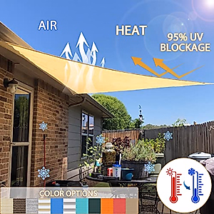Windscreen4less 8' x 8' x 8' Sun Shade Sail Triangle Outdoor Canopy Cover UV Block for Backyard Porch Pergola Deck Garden Patio (Beige)