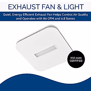 Broan-NuTone AE80LK Ventilation with LED CleanCover and Roomside Installation, ENERGY STAR Certified, 80 CFM, 0.7 Sones, White